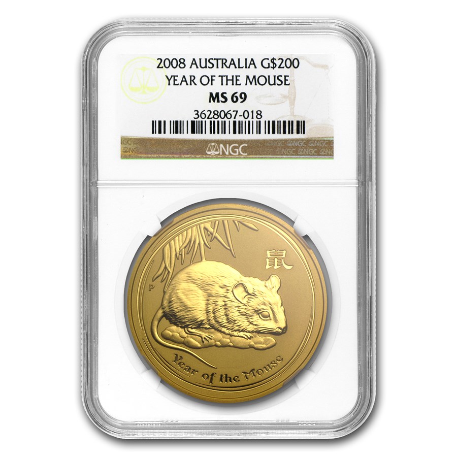 Buy 2008 2 oz Gold Lunar Year of the Mouse MS-69 NGC (Series II) | APMEX