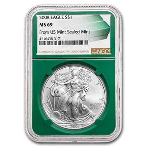 Buy 2008 American Silver Eagle MS-69 NGC (Green Holder) | APMEX
