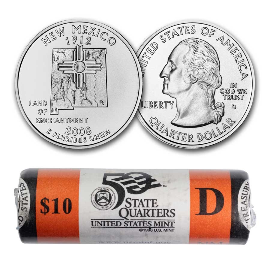 2008-D New Mexico Statehood Quarter 40-Coin Roll (Mint Wrapped)