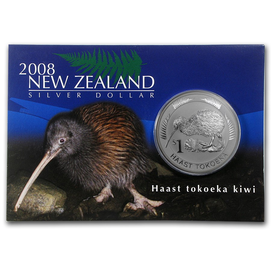 Buy 2008 New Zealand 1 oz Silver $1 Haast Tokoeka Kiwi BU (w/Card) | APMEX