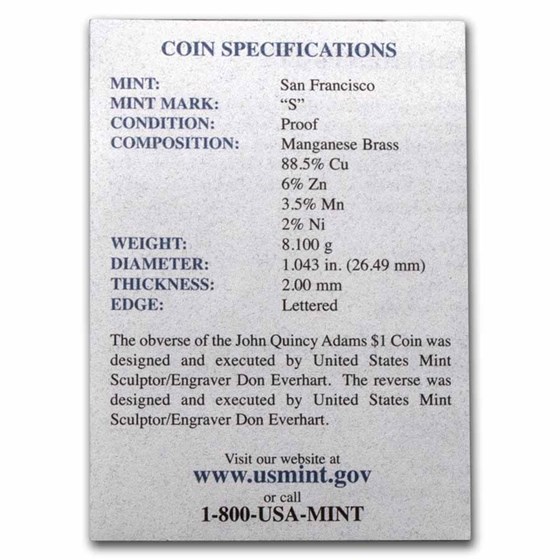 Buy 2008-S John Quincy Adams Historical Signature Set (Proof) | APMEX