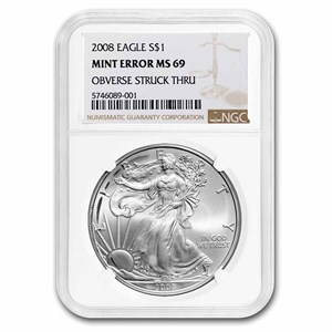 Buy 2008 Silver Eagle MS-69 NGC (Error, Struck-Through Obverse) | APMEX