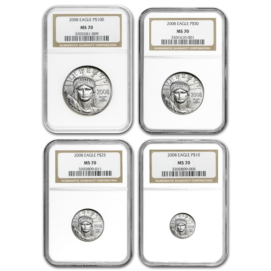 Buy 2008-W 4-Coin Burnished American Platinum Eagle Set MS-70 NGC | APMEX