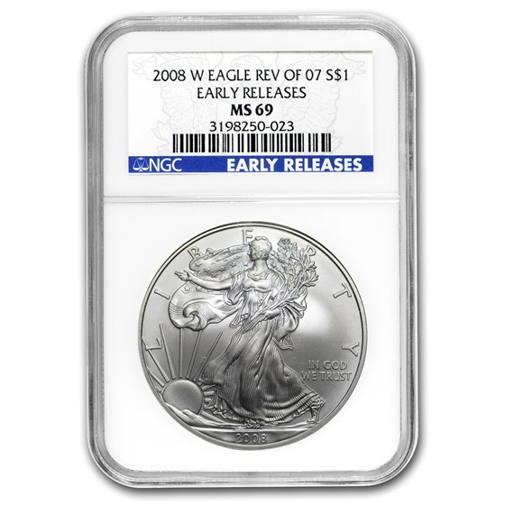 Buy 2008-W Burnished American Silver Eagle MS-69 NGC (ER, Rev '07) | APMEX