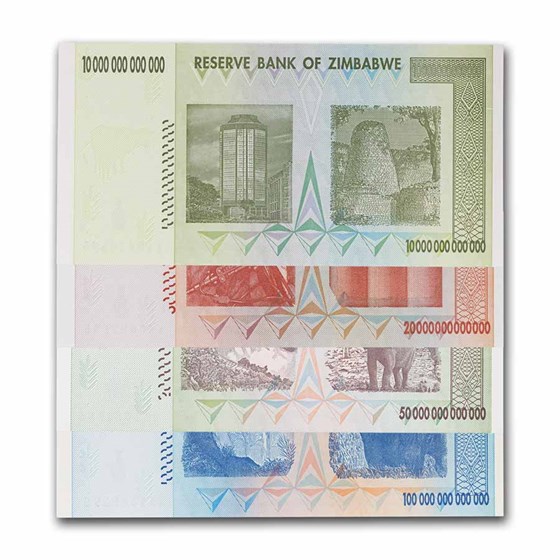 Buy 2008 Zimbabwe Trillions 4-Banknote Set Unc | APMEX