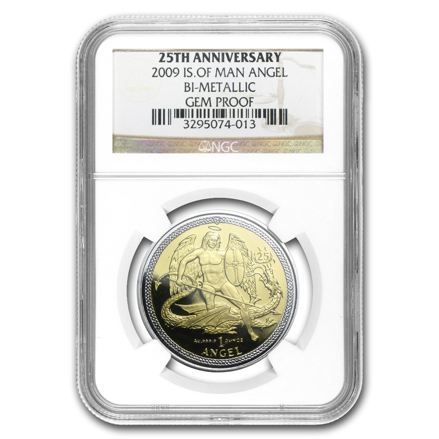 Buy 2009 Isle of Man Bi-Metallic Angel 25th Anniv Gem Proof NGC | APMEX
