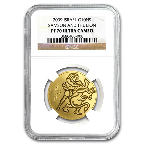 Buy 2009 Israel 1/2 oz Proof Gold Samson and the Lion PF-70 NGC | APMEX