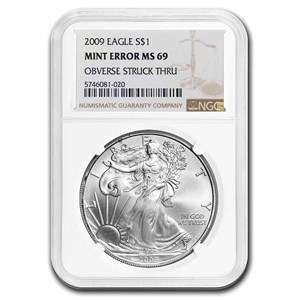 Buy 2009 Silver Eagle MS-69 NGC (Error, Struck-Through Obverse) | APMEX