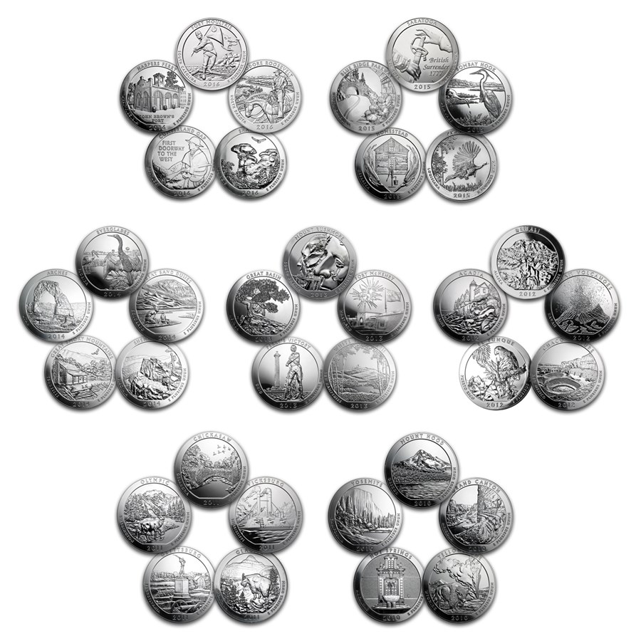 Buy 2010-2016 35-Coin 5 oz Silver America The Beautiful Set | APMEX