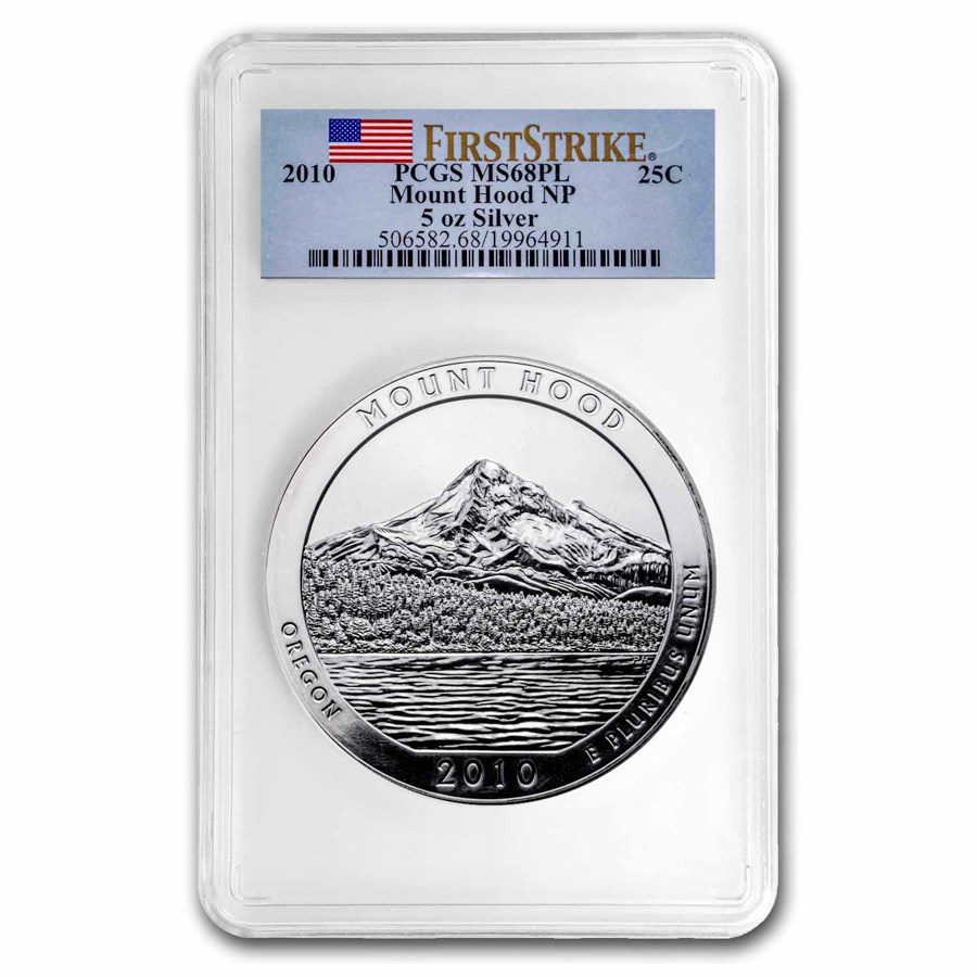 Buy 2010 5 oz Silver ATB Mount Hood MS-68 PL PCGS (FirstStrike®) | APMEX
