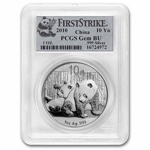 Buy 2010 China 1 oz Silver Panda Gem BU PCGS | APMEX