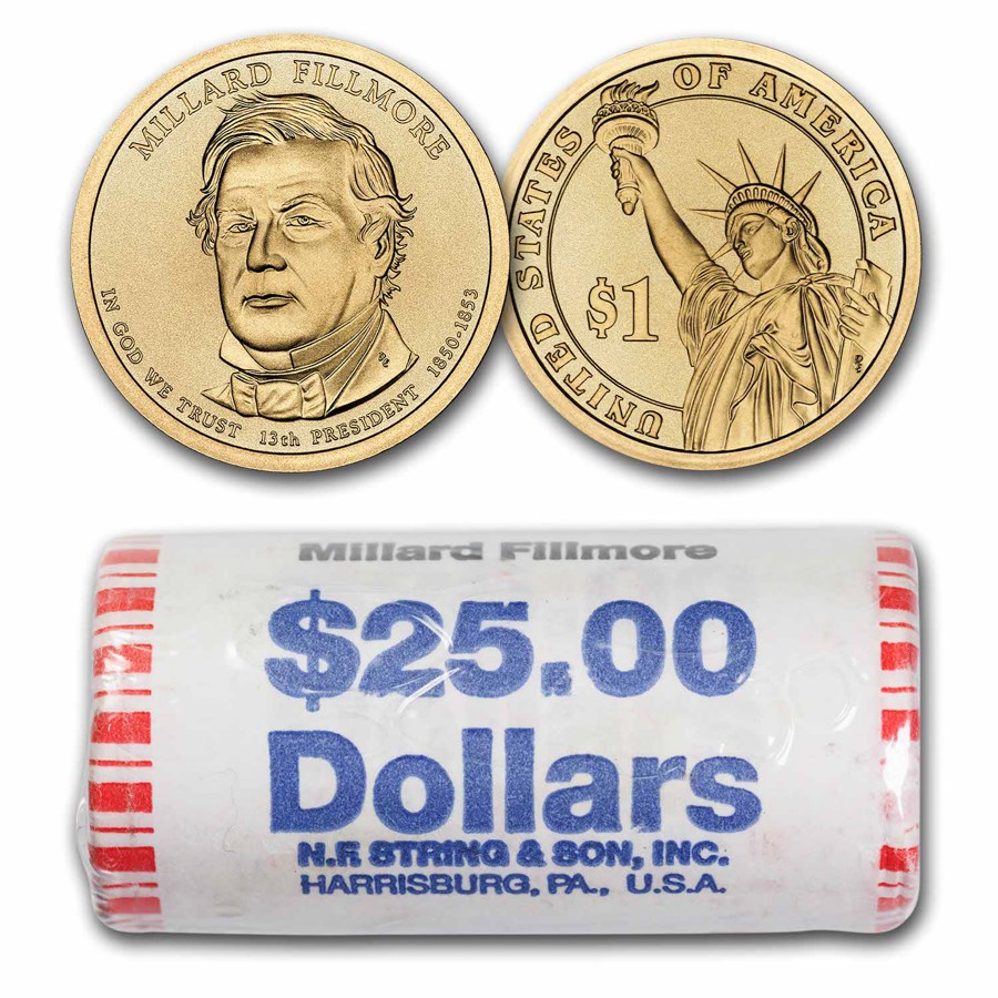 Buy 2010-D Millard Fillmore 25-Coin Presidential Dollar Roll BU | APMEX