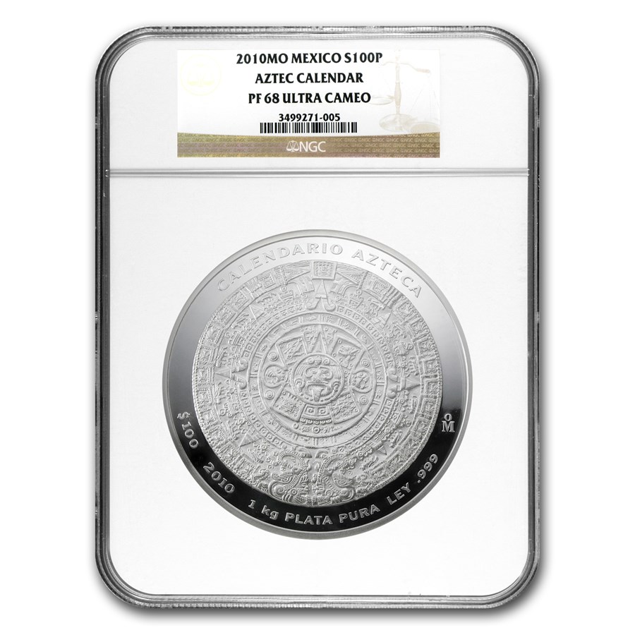 Buy 2010 Mexico 1 kilo Silver Aztec Calendar PF-68 NGC | APMEX