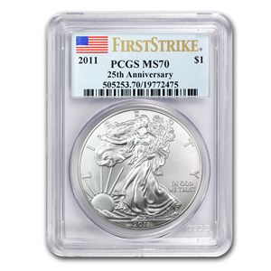 Buy 2011 American Silver Eagle MS-70 PCGS (FS, 25th Anniv) | APMEX