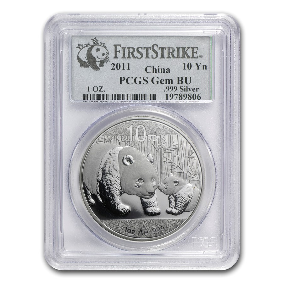 Buy 2011 China 1 oz Silver Panda Gem BU PCGS (FirstStrike®) | APMEX