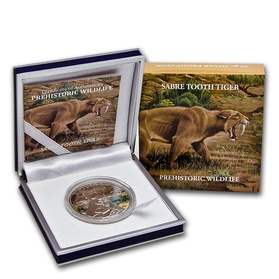 Buy 2011 Ivory Coast Silver Prehistoric Wildlife Saber Tooth Tiger | APMEX