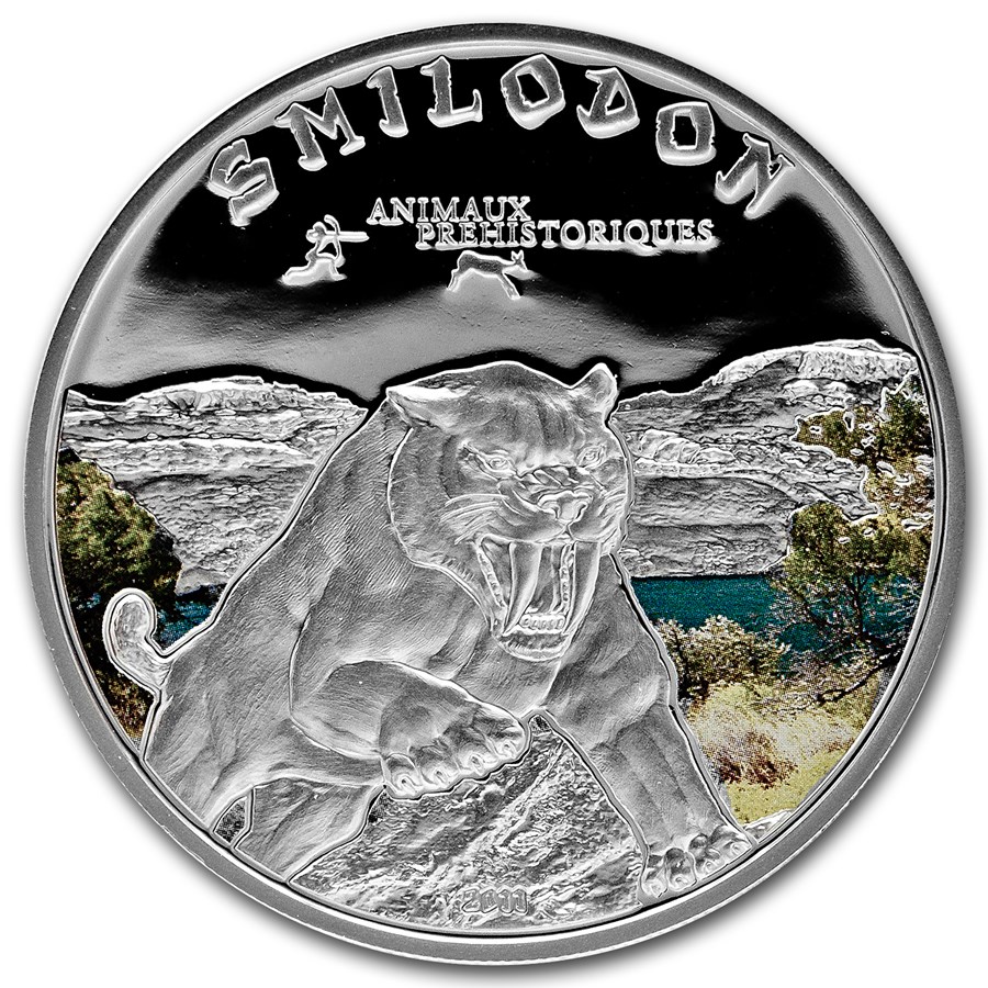 Buy 2011 Ivory Coast Silver Prehistoric Wildlife Saber Tooth Tiger | APMEX