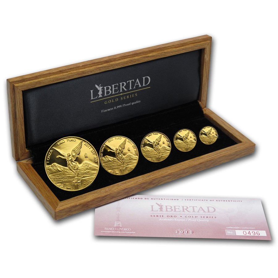 Buy 2011 Mexico 5-Coin Gold Libertad Proof Set (1.9 oz, Wood Box) | APMEX