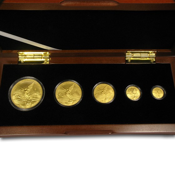 Buy 2011 Mexico 5-Coin Gold Libertad Set BU (1.9 oz, Wood Box) | APMEX