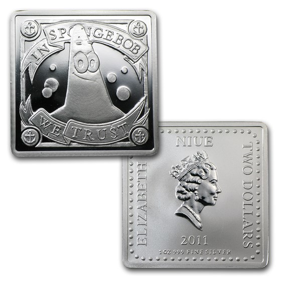 Buy 2011 Niue 4x 1 oz Silver $2 SpongeBob Pf Set (Treasure Chest Box ...