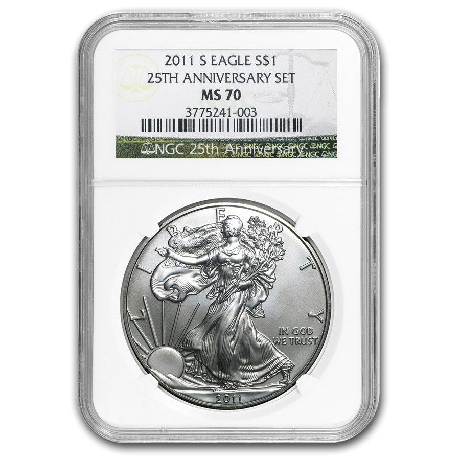 Buy 2011-S American Silver Eagle MS-70 NGC (25th Anniv) | APMEX