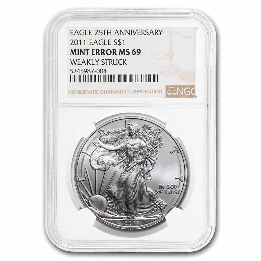 Buy 2011 Silver American Eagle MS-69 NGC (Error, Weakly Struck) | APMEX