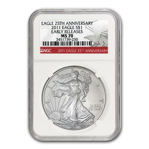 Buy 2011 Silver Eagle MS-70 NGC (ER, 25th Anniv Red Label) | APMEX
