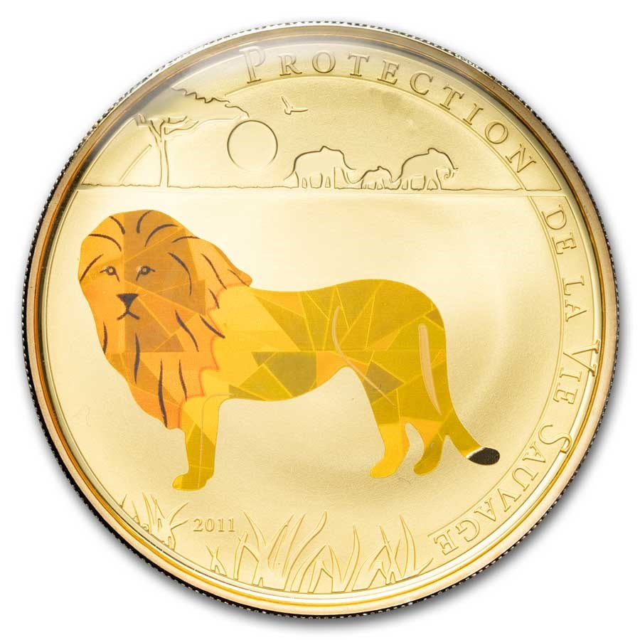 2011 Togo Copper Proof Wildlife Protection Lion Prism