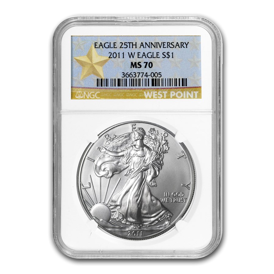 Buy 2011-W Burnished Silver Eagle MS-70 NGC (25th Anniv, Star Label) | APMEX