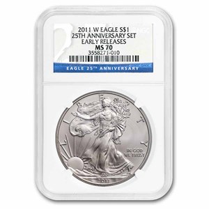 Buy 2011-W Burnished Silver Eagle MS-70 NGC (ER, 25th Anniv) | APMEX