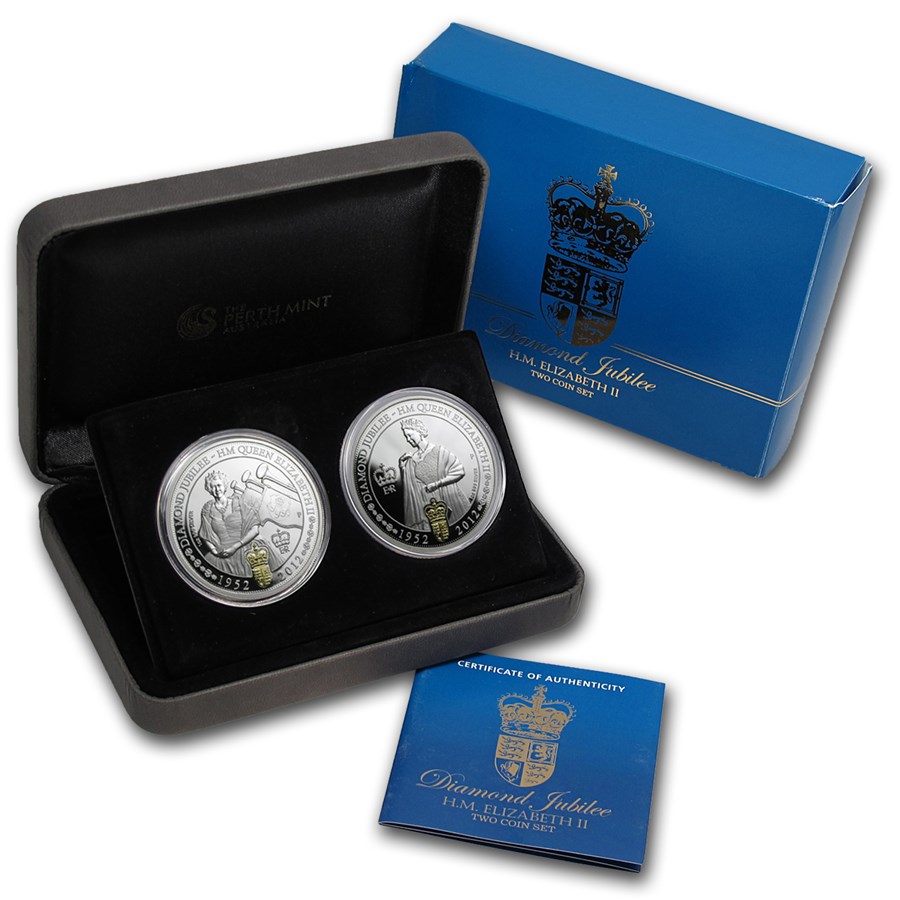 Buy 2012 2-Coin 1 oz Silver Queen Elizabeth Diamond Jubilee Proof Set ...
