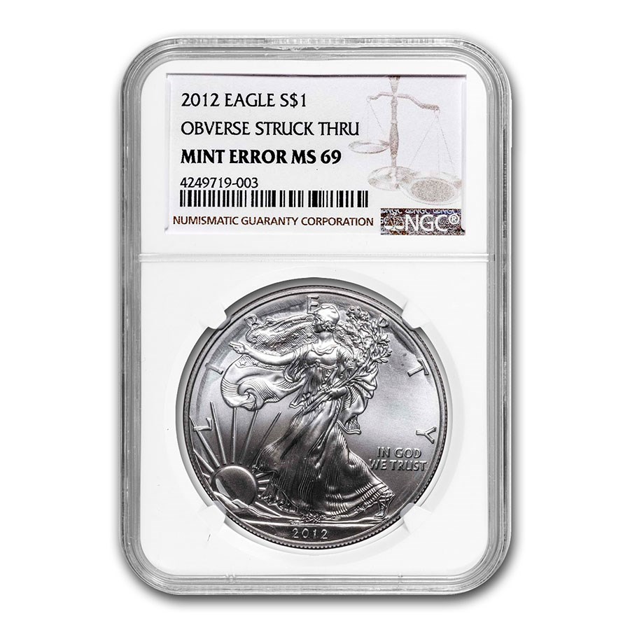 Buy 2012 American Silver Eagle MS-69 NGC (Error, Obv Strike Thru) | APMEX