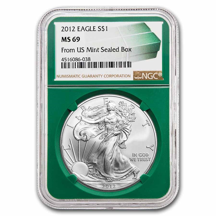 Buy 2012 American Silver Eagle MS-69 NGC (Green Holder) | APMEX