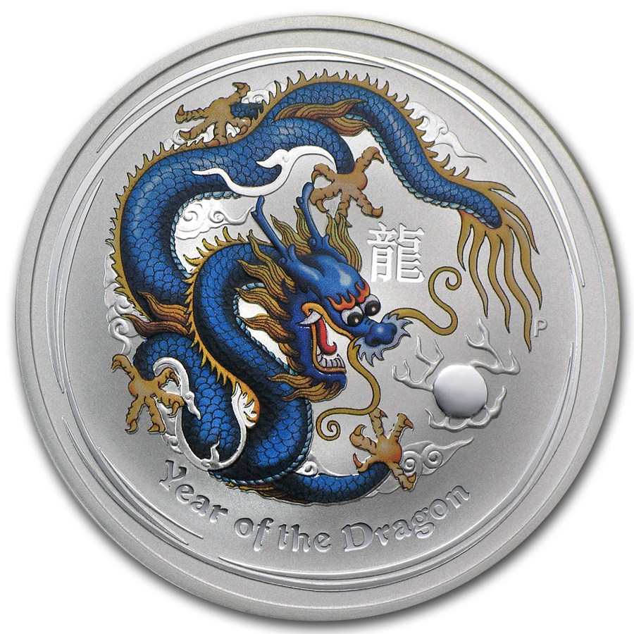 Buy 2012 Australia 1 oz Silver Dragon BU (Blue Colorized) | APMEX