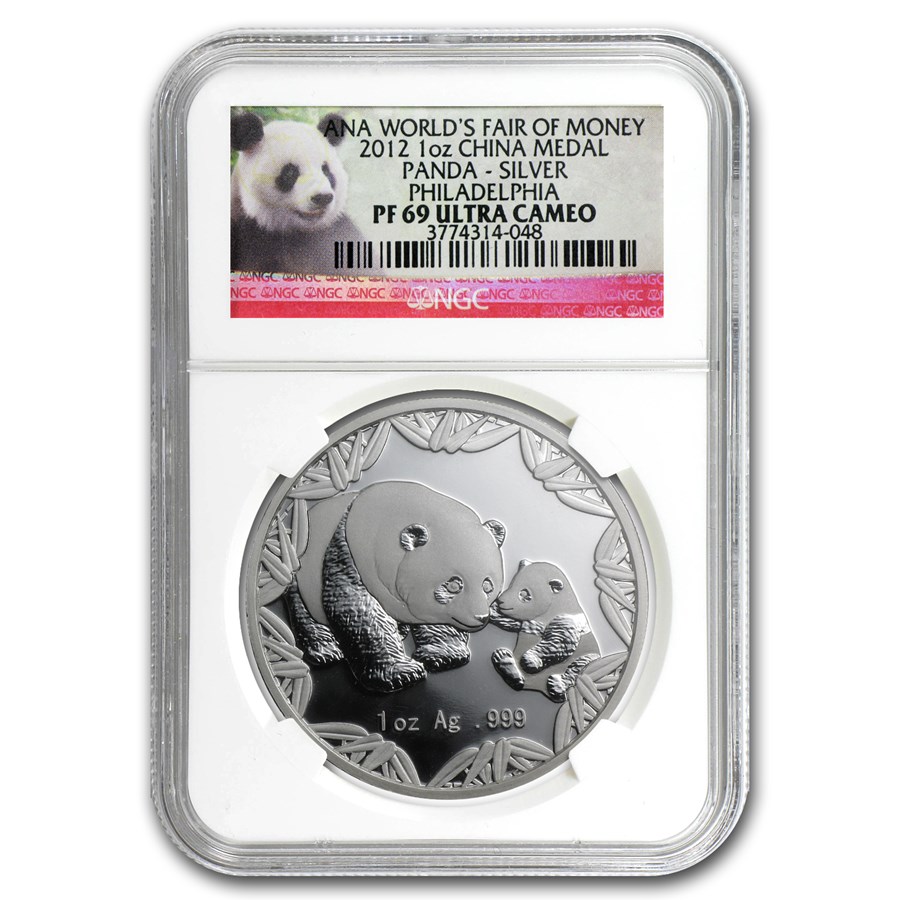 Buy 2012 China 1 oz Silver Panda Philadelphia Coin Show PF-69 NGC | APMEX
