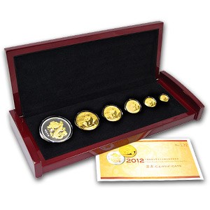 Buy 2012 China 6-Coin Gold Panda & Lunar Premium Dragon Set BU | APMEX