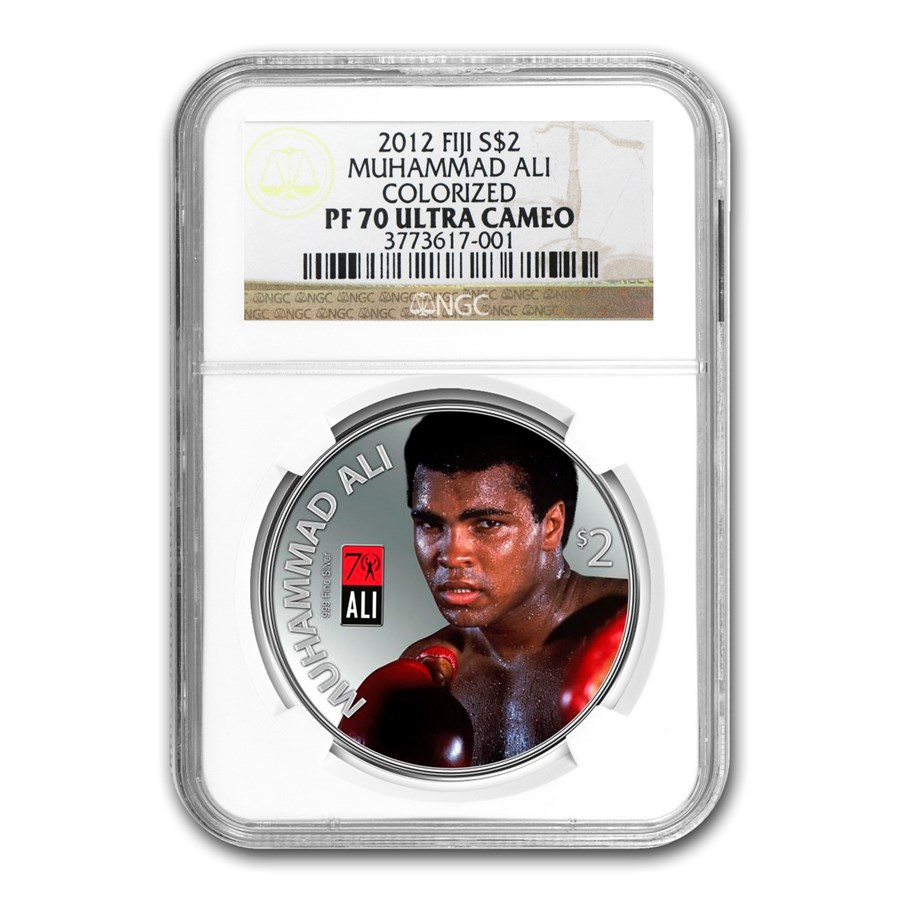 Buy 2012 Fiji 1 oz Silver $2 Muhammad Ali Coin PF-70 NGC | APMEX