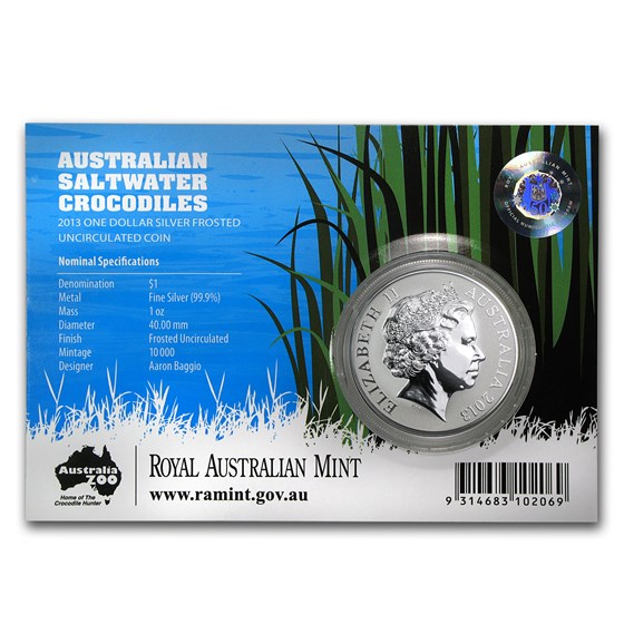 Buy 2013 Australia 1 oz Silver Saltwater Crocodile Bindi | APMEX