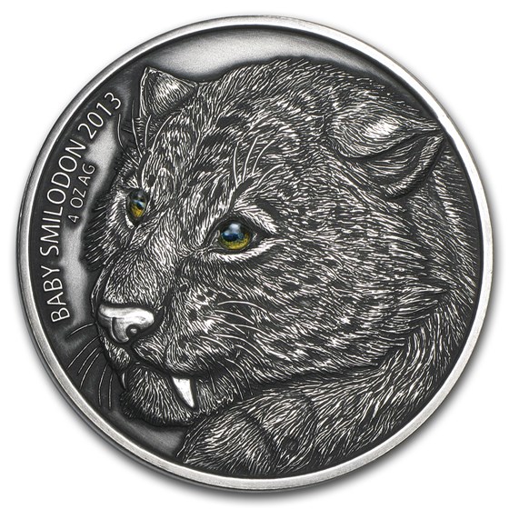 Buy 2013 Burkina Faso 4 oz Silver Saber Toothed Tiger (Baby Smilodon ...