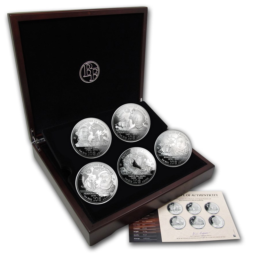 Buy 2013 Cook Islands 5-Coin 1 oz Expeditions of History 65mm Set | APMEX