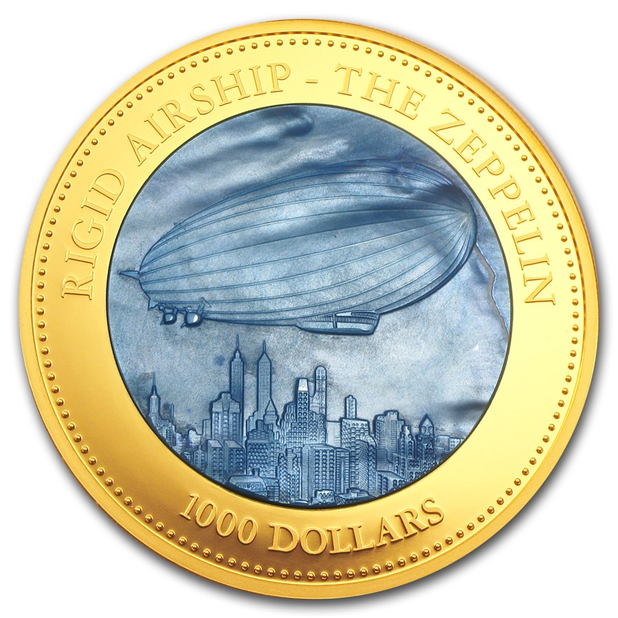 Buy 2013 Cook Islands 5 oz Gold $1000 Mother of Pearl Zeppelin | APMEX