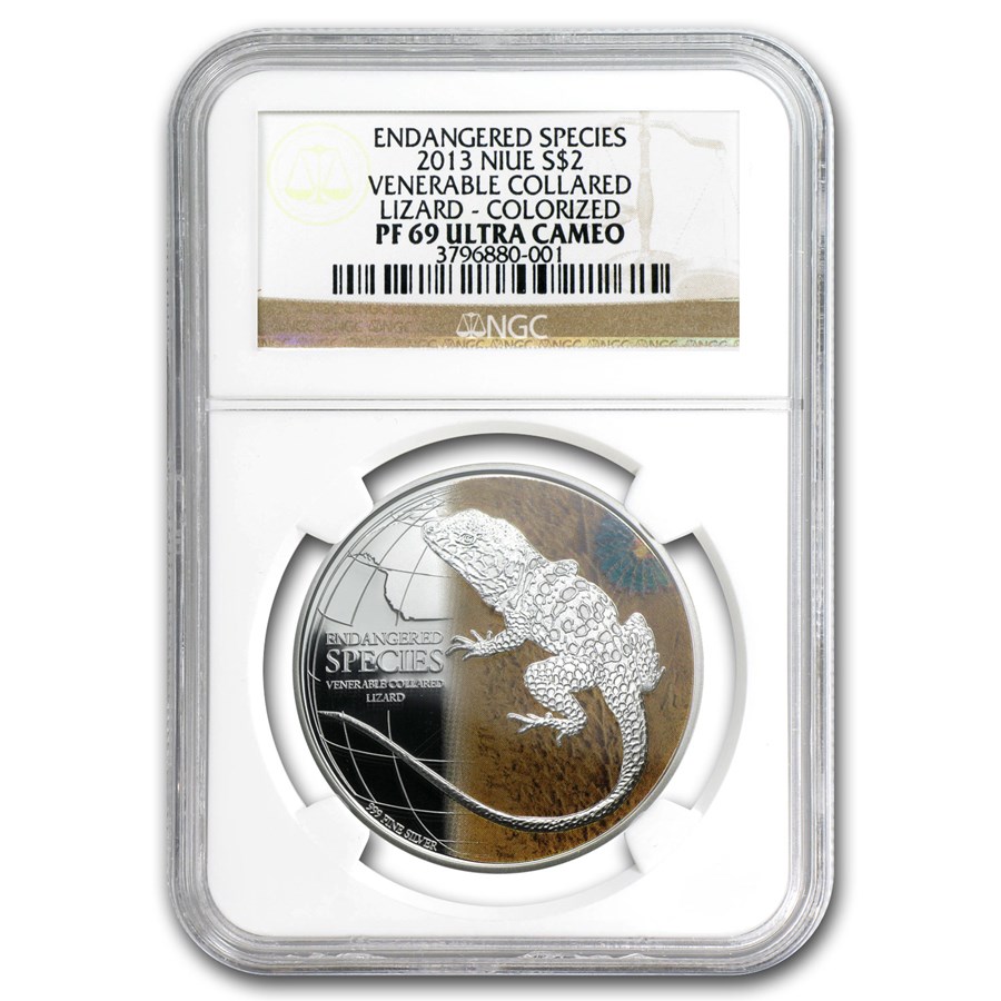 Buy 2013 Niue 1 oz Silver Venerable Collared Lizard PF-69 NGC | APMEX