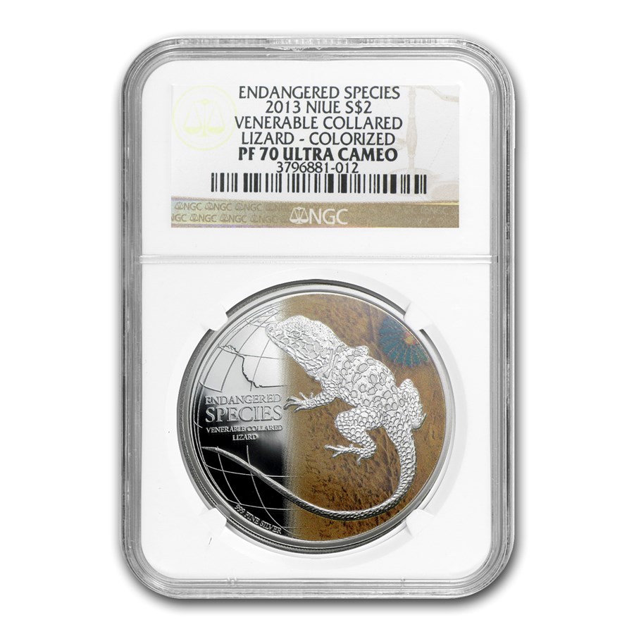 Buy 2013 Niue 1 oz Silver Venerable Collared Lizard PF-70 NGC | APMEX