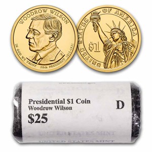 Buy 2013-P Woodrow Wilson 25-Coin Presidential Dollar Roll BU | APMEX