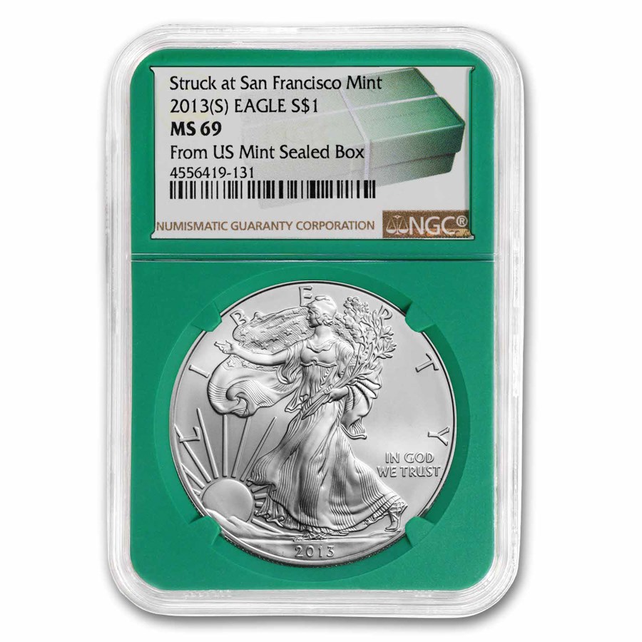 Buy 2013 (S) American Silver Eagle MS-69 NGC (Green Holder) | APMEX