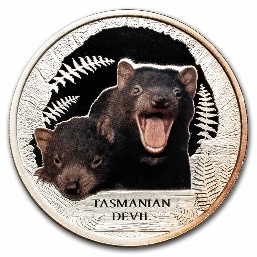 2013 Tuvalu 1 oz Silver Tasmanian Devil Proof (abrasions)