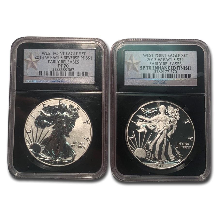 Buy 2013-W 2-Coin Silver Eagle Set SP/PF-70 NGC (West Point, ER) | APMEX