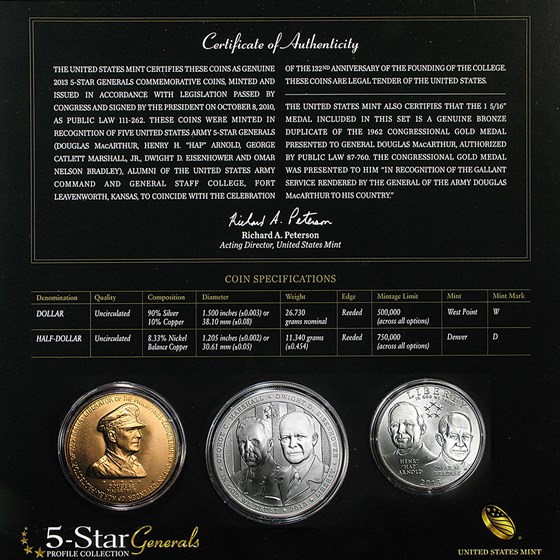 Buy 2013-W Five Star Generals Profile Collection (w/Box & COA) | APMEX