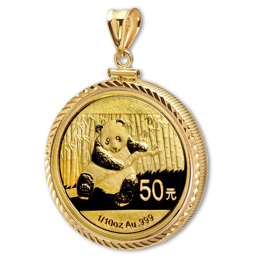 Buy 2014 1/10 oz Gold Panda Pendant (Diamond-ScrewTop Bezel) | APMEX