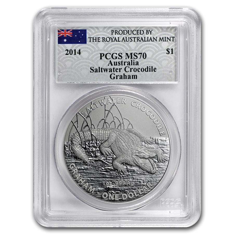 Buy 2014 1 oz Silver Australia Crocodile Graham MS-70 PGCS | APMEX